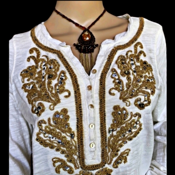 Eddie Bower | Tops | Eddie Bower Embellished Long Sleeve Top | Poshmark